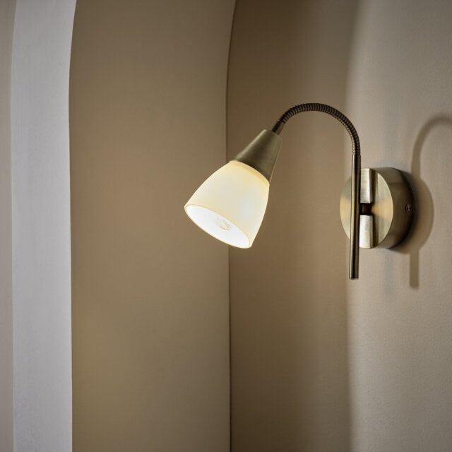 Argos Home Curico Glass Wall Light - Brass & White by Argos | ufurnish.com