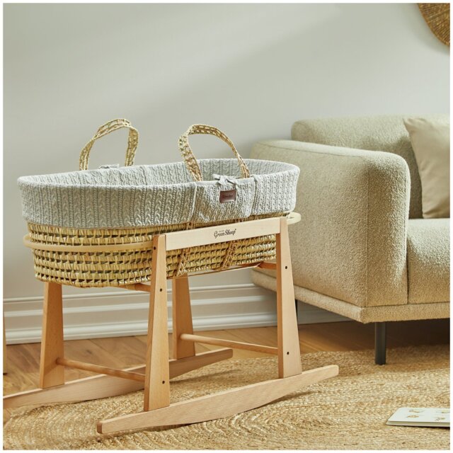 Little Green Sheep Organic Moses Basket And Stand Dove by Argos ...