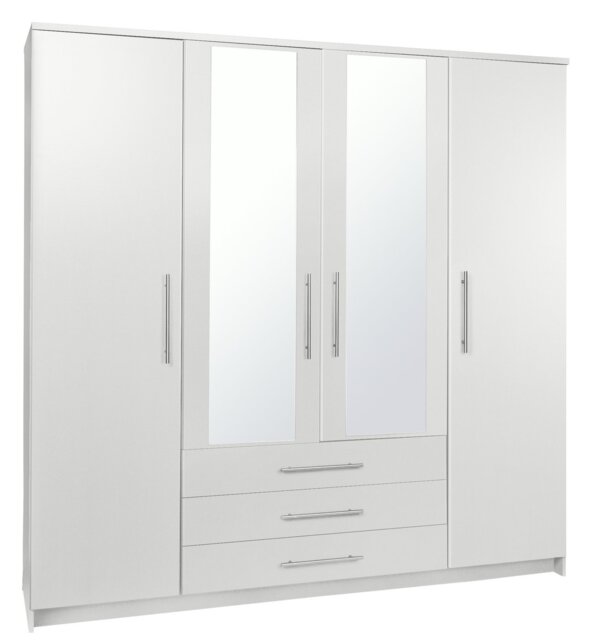 Argos Home Normandy 4 Door 3 Drawer Mirror Wardrobe - White by Argos ...