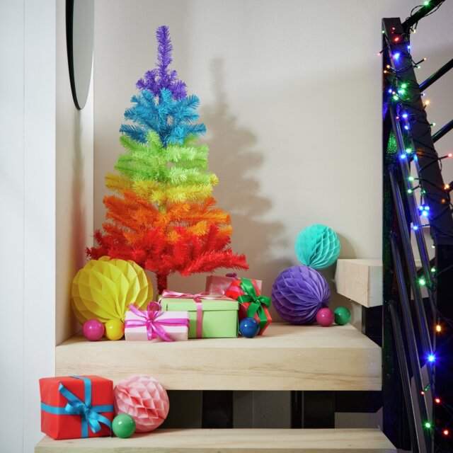 Argos Home 3ft Small Christmas Tree - Rainbow by Argos | ufurnish.com