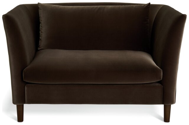 Habitat Hawley Velvet Cuddle Chair - Brown by Argos | ufurnish.com