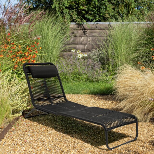 Habitat Delfina Metal Sun Lounger - Black by Argos | ufurnish.com