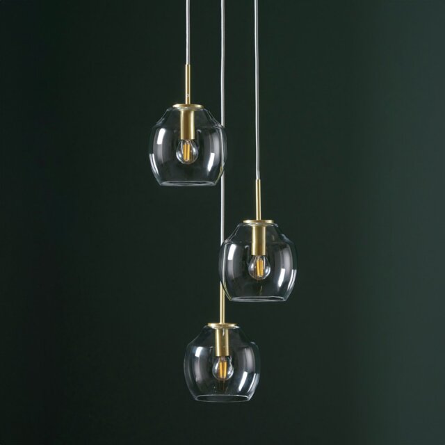 Shore Light Fabia Glass 3 Light Pendant Light - Gold by Argos ...