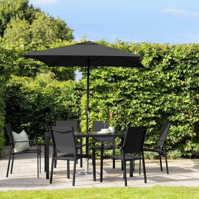 Argos Home 6 Seater Metal Patio Set - Black by Argos | ufurnish.com