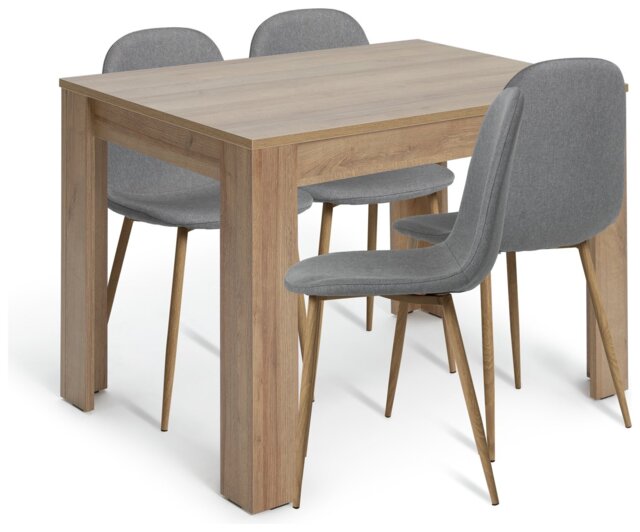 Argos Home Miami Non-Extend Oak Dining Table & 4 Grey Chairs by Argos ...
