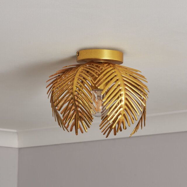 BHS Brooklyn Metal Flush to Ceiling Light - Brass by Argos | ufurnish.com