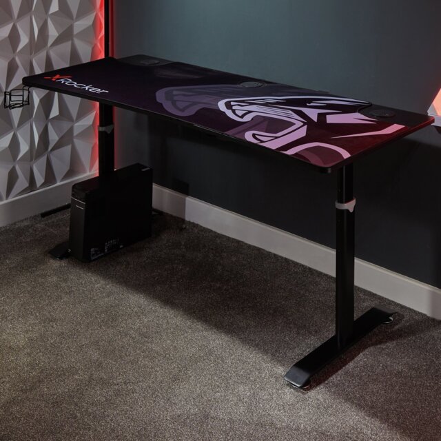 X-Rocker Cougar XL Height Adjustable Gaming Desk - Black by Argos ...