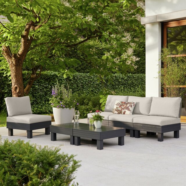 Keter Elements 4 Seater Plastic Garden Sofa Set - Grey by Argos ...