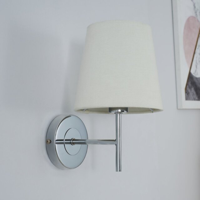BHS Louisa Metal Wall Light - Chrome & Natural by Argos | ufurnish.com