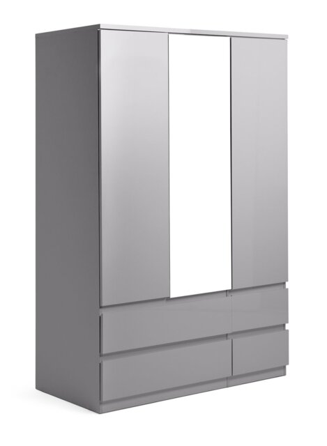 Argos Jenson 3 Door 4 Drawer Mirror Wardrobe - Grey Gloss by Argos ...