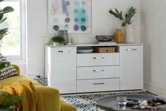 Argos Home Hayward 2 Dr 3 Drawer Large Sideboard -Grey Gloss by Argos ...