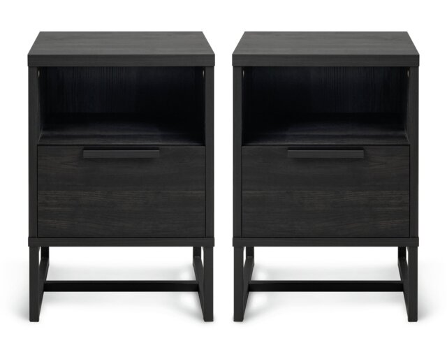 Habitat Nomad 1 Drawer Set of 2 Bedside Tables - Black by Argos ...