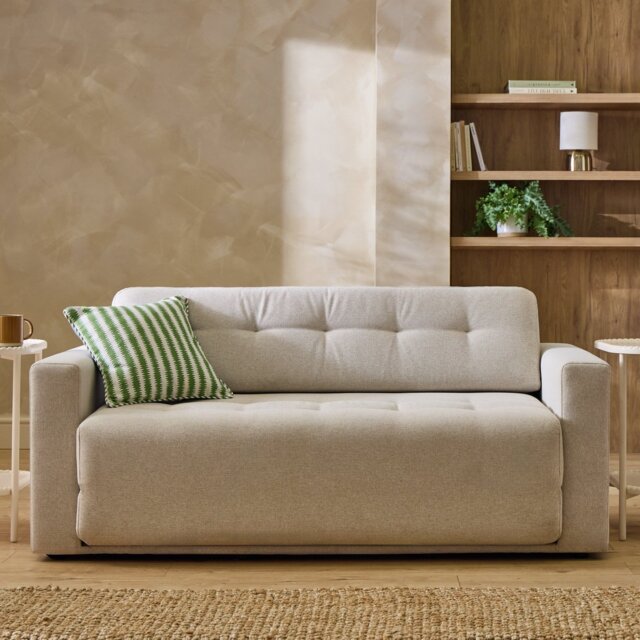Argos Home Finn Fabric 2 Seater Sofa Bed - Natural by Argos | uFurnish.com