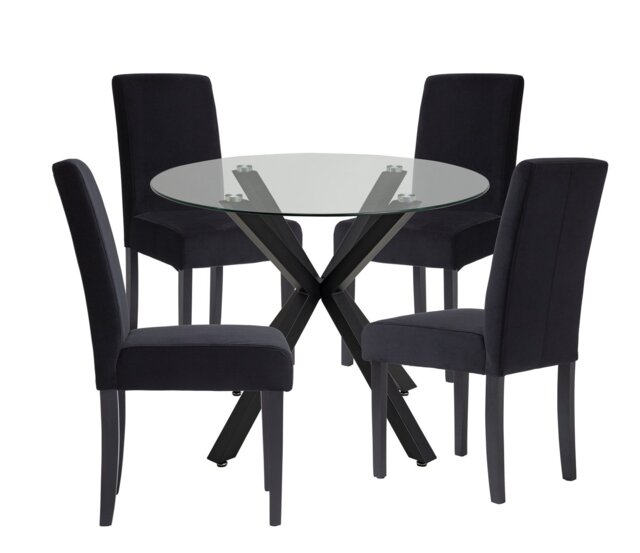 Argos Home Alice Black Dining Table & 4 Black Chairs by Argos ...