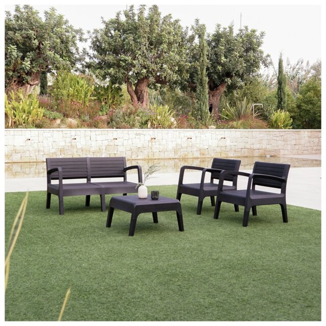 Shaf Valencia 4 Seater Plastic Garden Sofa Set - Dark Grey by Argos | ufurnish.com