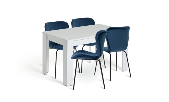 Argos Home Miami White Dining Table & 4 Navy Chairs by Argos | ufurnish.com