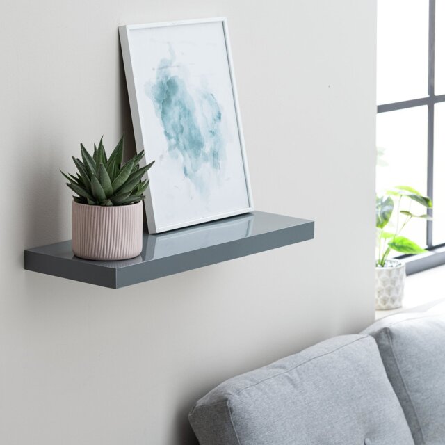 Argos Home Jak 60cm Floating Shelf - Grey Gloss by Argos | ufurnish.com
