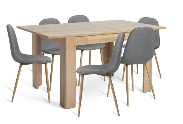 Argos Home Miami Ext Oak Dining Table & 6 Grey Chairs by Argos ...