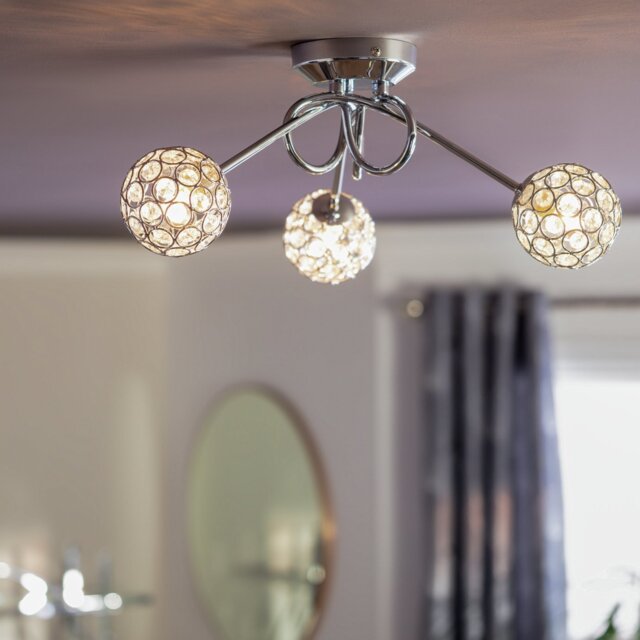 Argos Home Beaded Globes 3 Arm Ceiling Light - Metallic by Argos ...