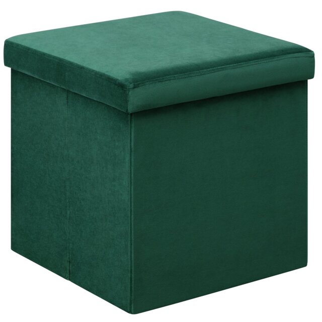 Argos Home Velvet Small Storage Ottoman - Green by Argos | ufurnish.com