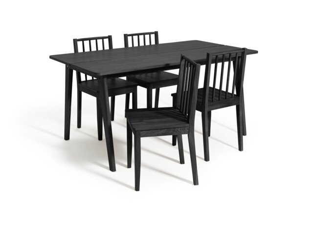 Habitat Nel Black Dining Table & 4 Black Chairs by Argos | ufurnish.com
