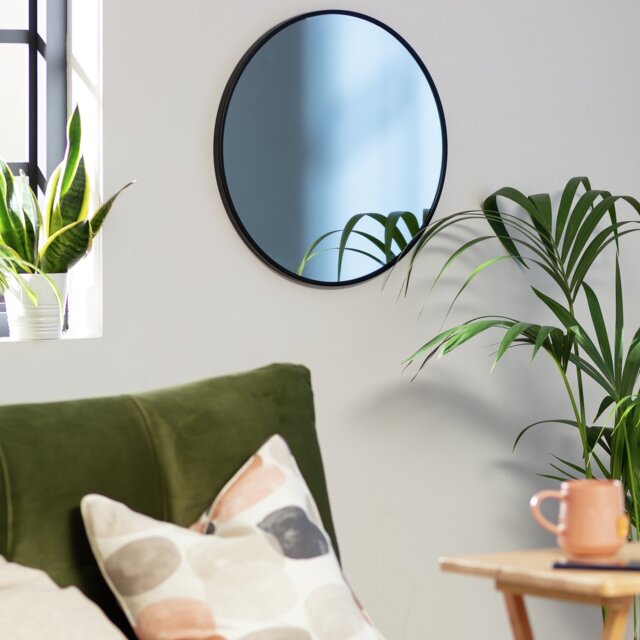 Habitat Black Round Wall Mirror - 50x50cm by Argos | ufurnish.com