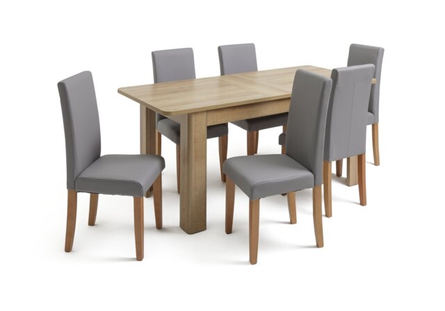 Argos Home Miami Oak Dining Table & 6 Grey Chairs by Argos | ufurnish.com