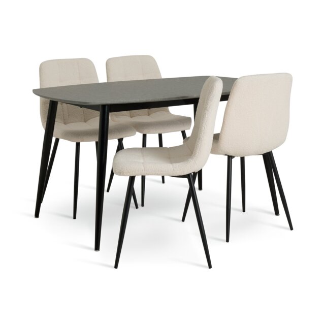 Argos Home Cobin Grey Dining Table & 4 White Chairs by Argos | ufurnish.com