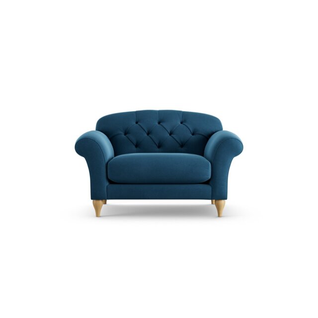 Habitat Brooker Velvet Cuddle Chair - Ink Blue - Ash Leg by Argos ...