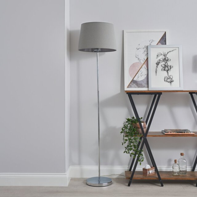 BHS Louisa Touch Floor Lamp - Chrome & Grey by Argos | ufurnish.com