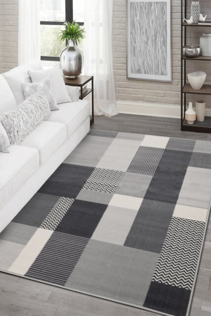 Homemaker Maestro Blocks Grey Cut Pile Rug - 230x160cm by Argos ...