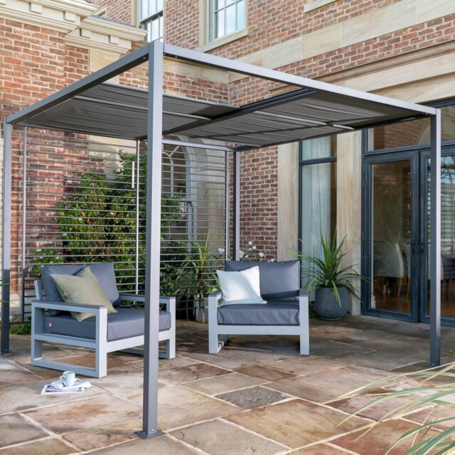 Norfolk Leisure 2.8m x 2.8m Sliding Roof Garden Gazebo- Grey by Argos ...