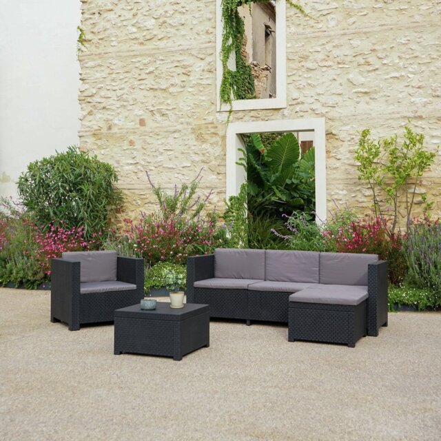 Shaf Manhattan 4 Seater Rattan Effect Garden Sofa Set - Grey by Argos ...