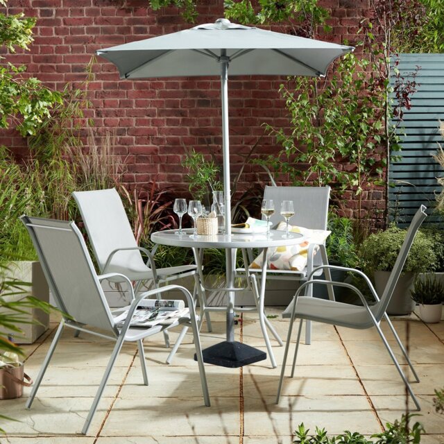 Argos Home Sicily 4 Seater Metal Patio Set - Grey by Argos | ufurnish.com