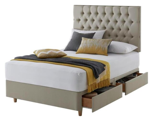 Silentnight Sassaria Double 4 Drawer Divan Set Sandstone by Argos ufurnish
