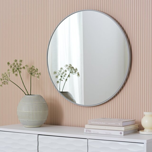 Home Essentials Grey Round Wall Mirror - 70x70cm by Argos | ufurnish.com