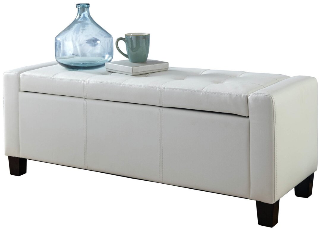 GFW Verona Faux Leather Ottoman Bench White by Argos ufurnish