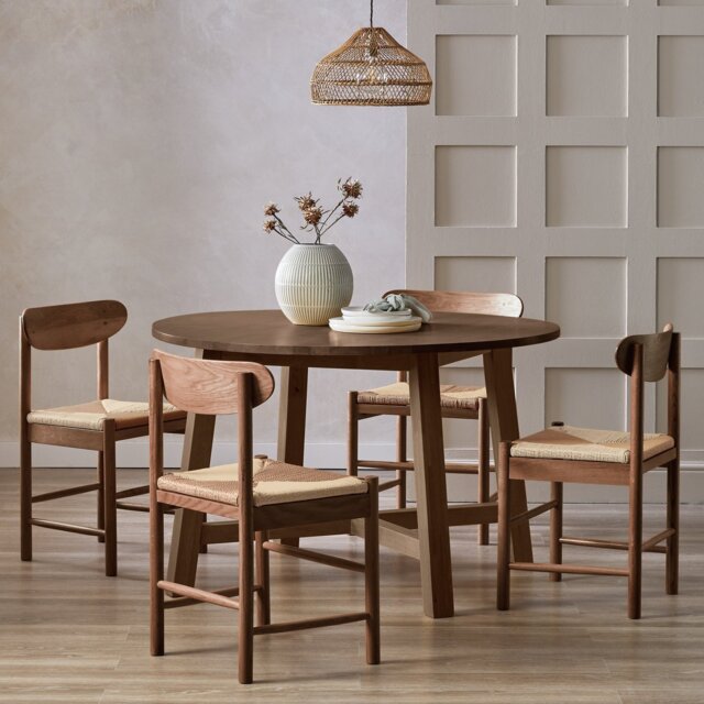 Habitat Trieste Walnut Dining Table And 4 Walnut Chairs by Argos | ufurnish.com