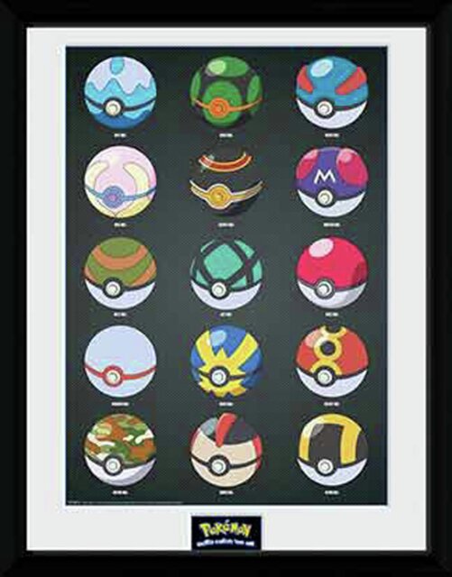 Pokémon Pokeballs Framed Wall Print - 40x30cm by Argos | ufurnish.com
