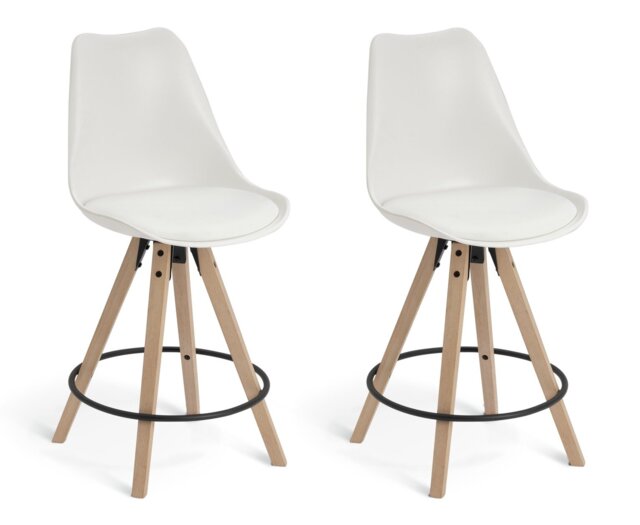Habitat Jerry Pair of Counter Bar Stools - White by Argos | ufurnish.com