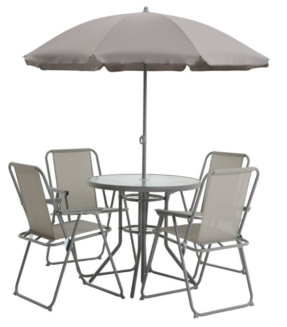 Argos Home 4 Seater Metal Patio Set - Light Grey by Argos | ufurnish.com