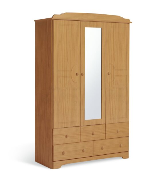Argos Home Nordic 3 Door 5 Drawer Mirror Wardrobe - Pine by Argos ...