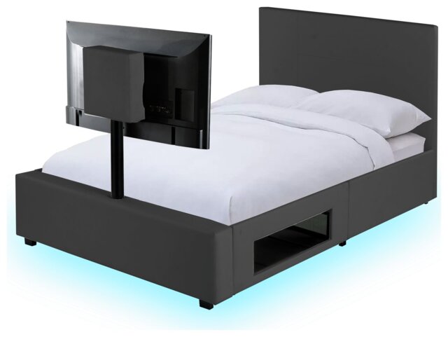 XR Living Ava Small Double TV LED Bed Frame - Grey by Argos | ufurnish.com