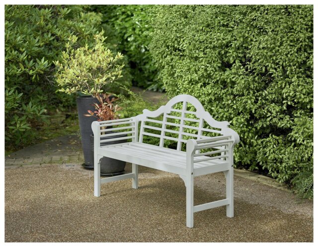 Greenhurst Lutyens 2 Seater Wood Garden Bench - White by Argos ...