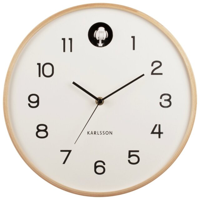 Karlsson Natural Cuckoo Analogue Wall Clock - Birch White by Argos ...