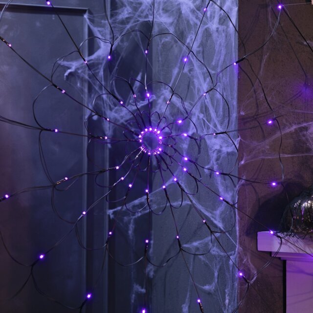 Argos Home Purple LED Halloween Spider Web String Lights by Argos ...
