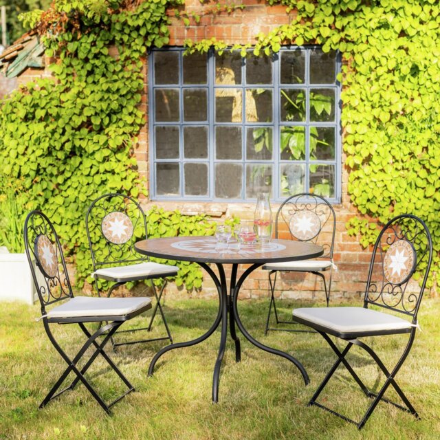 Argos Home Genoa 4 Seater Metal Patio Set - Black by Argos | ufurnish.com
