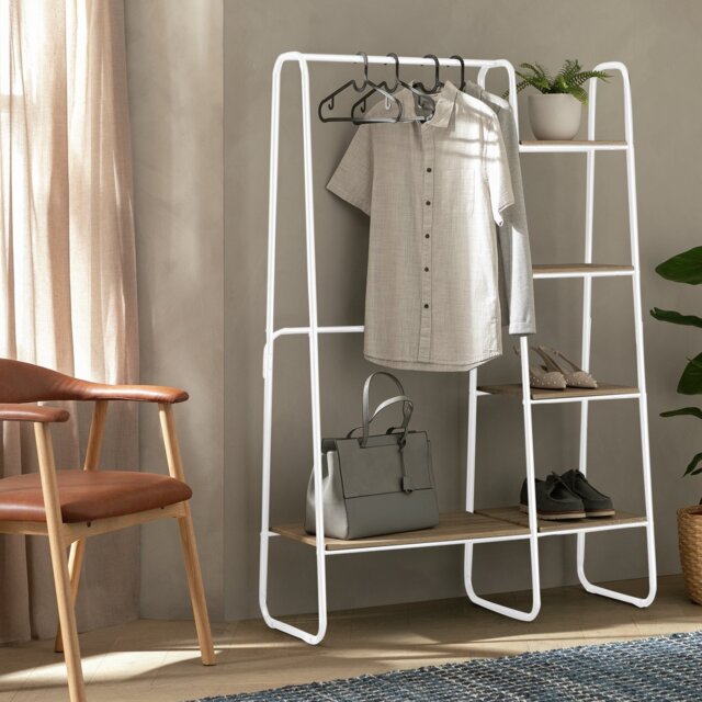 Argos Home Ryan Clothes Rail with Shelves - White by Argos | ufurnish.com