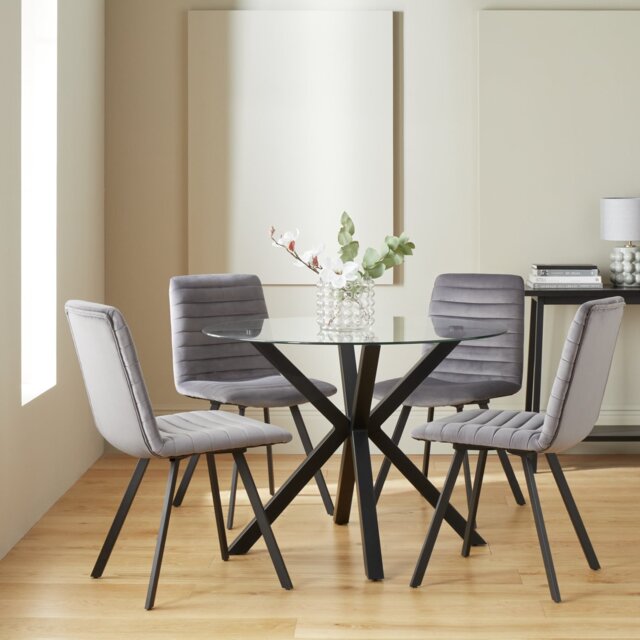 Argos Home Alice Black Dining Table & 4 Charcoal Chairs by Argos ...