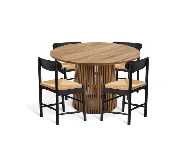 Habitat Jericho Natural Dining Table & 4 Black Chairs by Argos ...